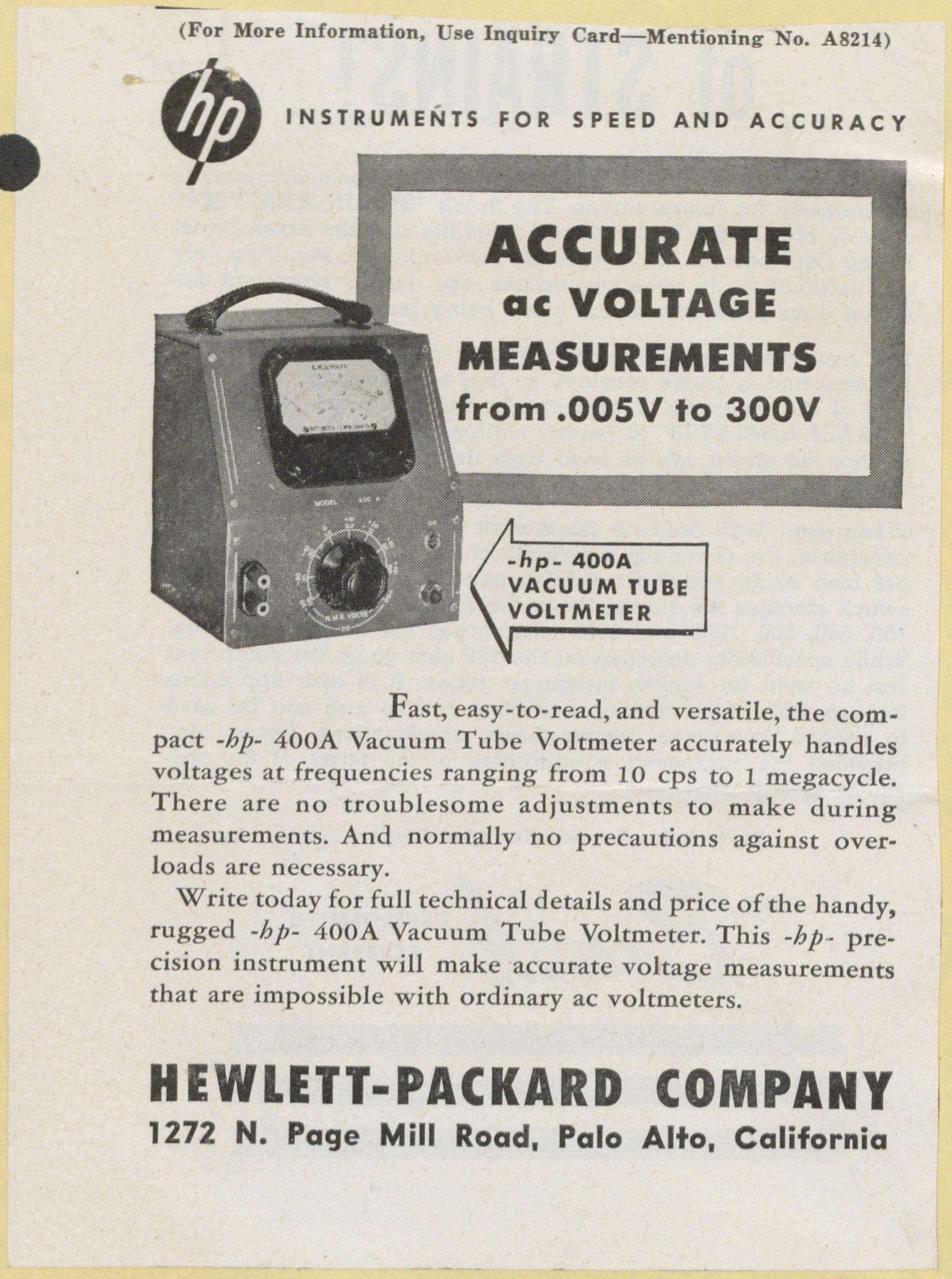 HP 400AC Voltmeter: The Start of a Revolution - HP History