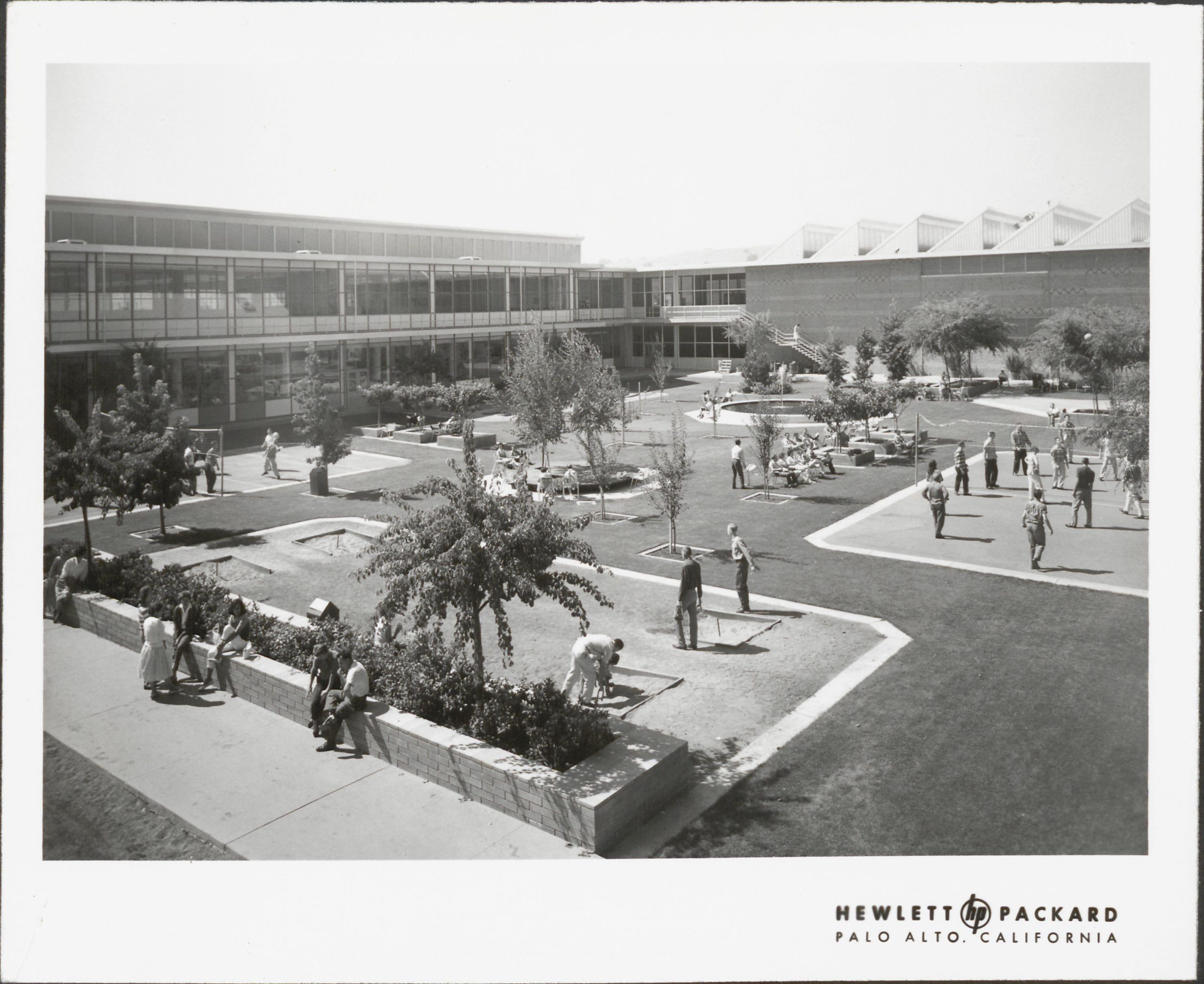 HP Employees Play Sports at Page Mill Road Courtyard